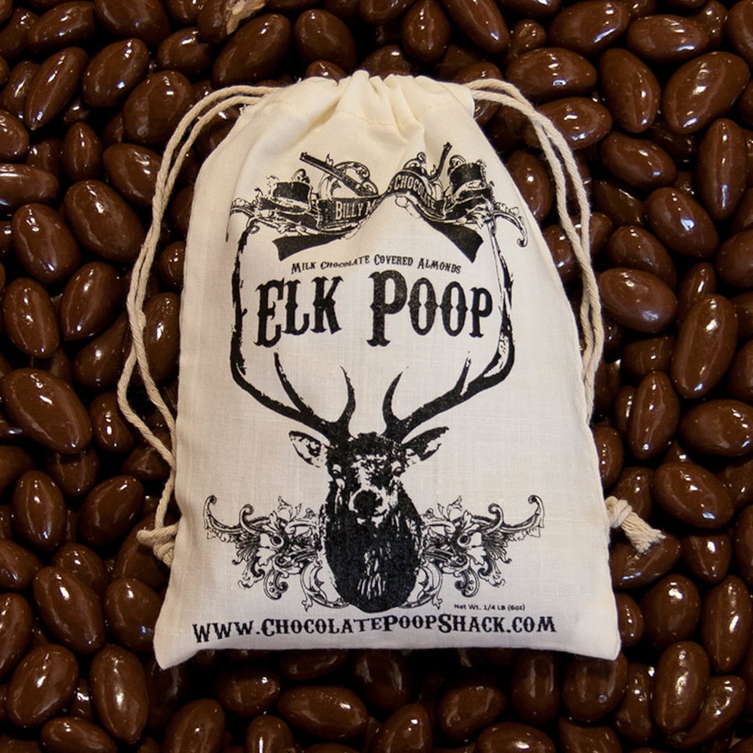 Chocolate ELK POOP Packed in a Vintage Hand Printed Cotton Bag ...