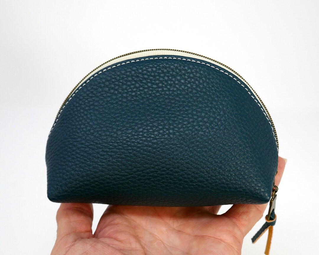 Emerald Green Vegan Leather Zipper Pouch Small Dumpling Accessory Pouch ...