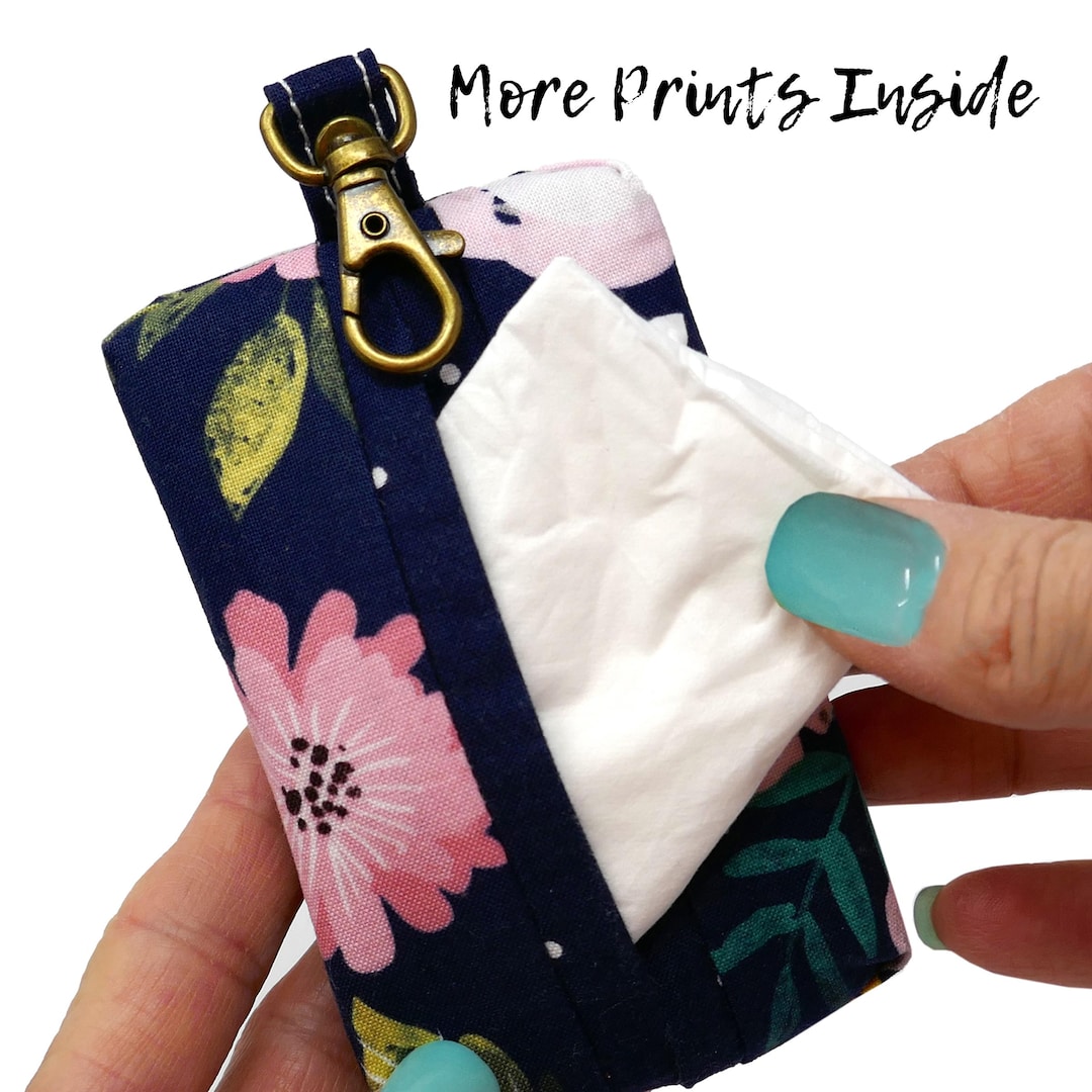 Floral Tissue Holder Pocket Purse Travel Size Kleenex Pouch Key Chain ...