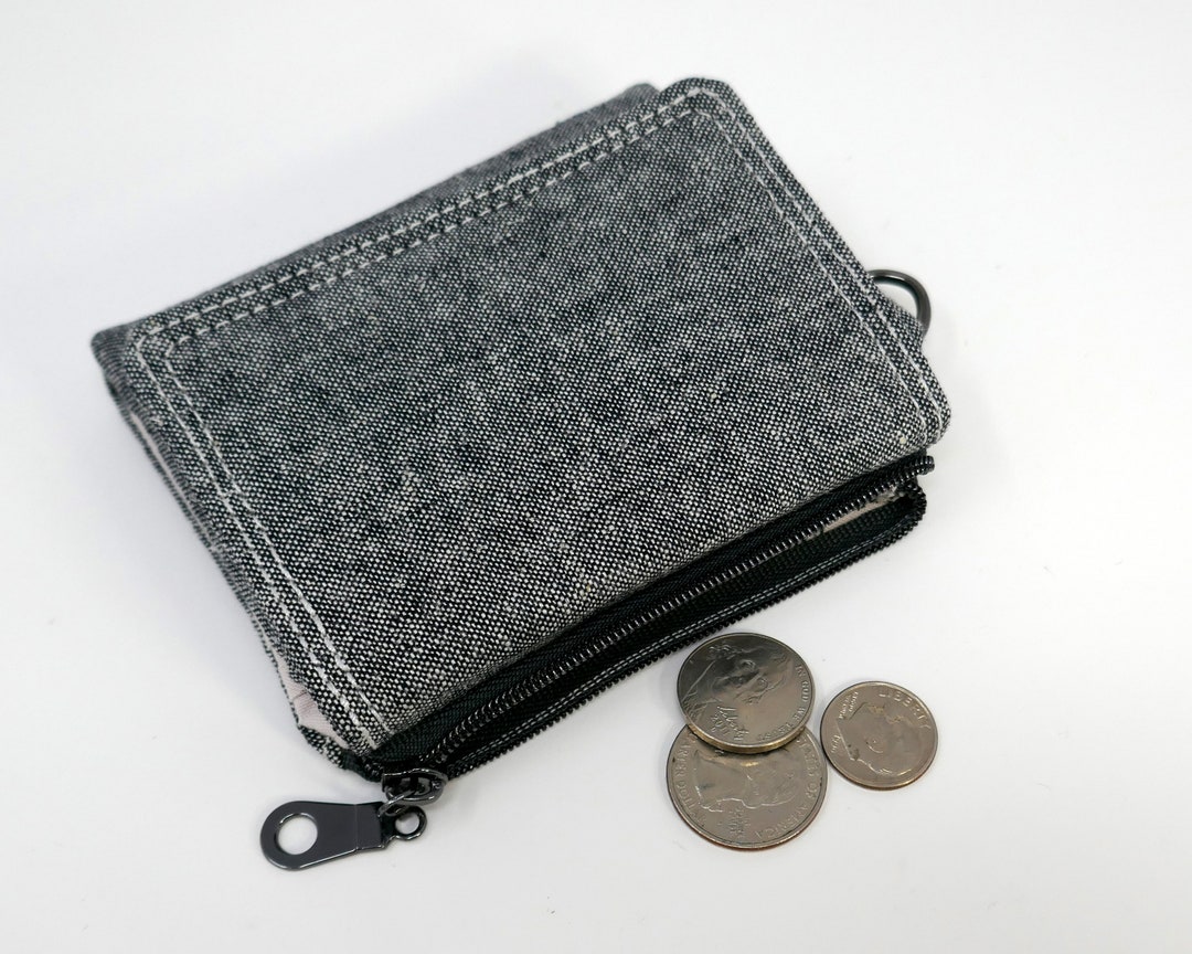 Charcoal Linen Mini Wallet, on the Run Original Wallet, Small Trifold ...