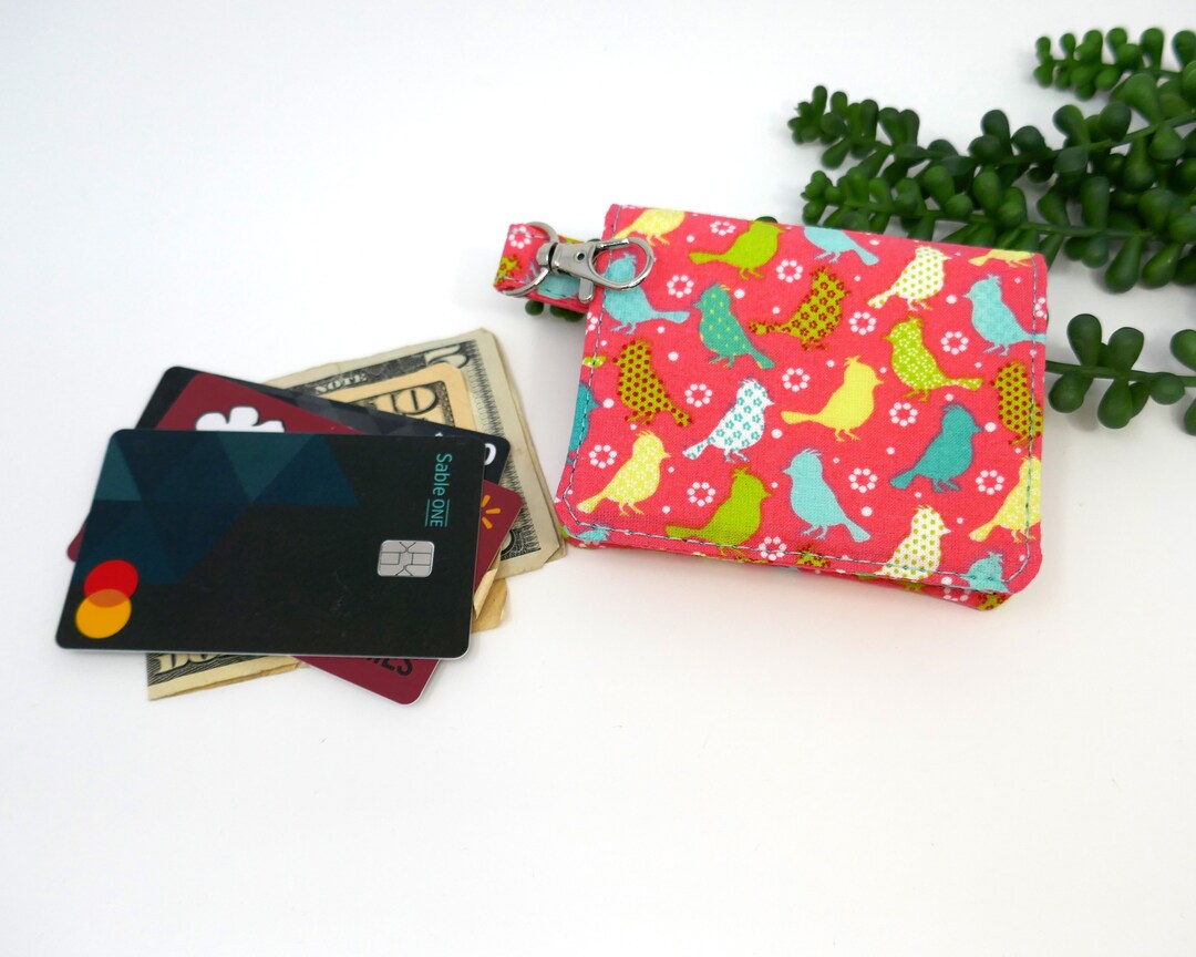 Cute Birds Snap Wallet Small Pocket Card Holder Handmade Cotton ...
