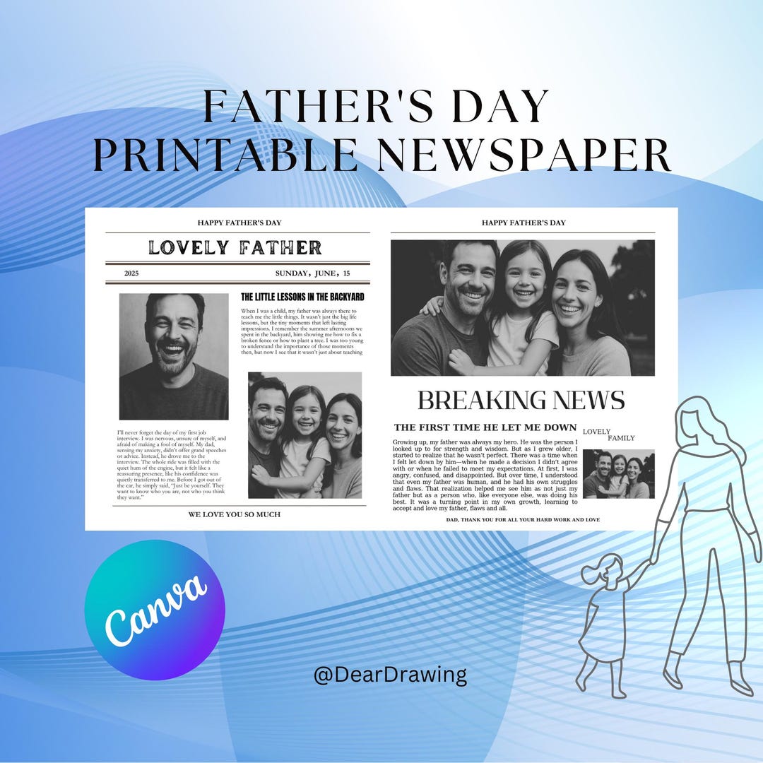 Editable Father's Day Newspaper Template, Personalized Father's Day ...