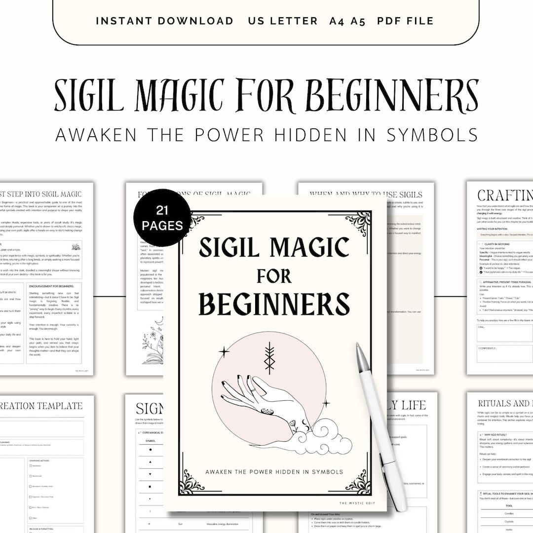Sigil Magic Guide & Worksheets, Grimoire Pages, Book of Shadows, Sigil ...