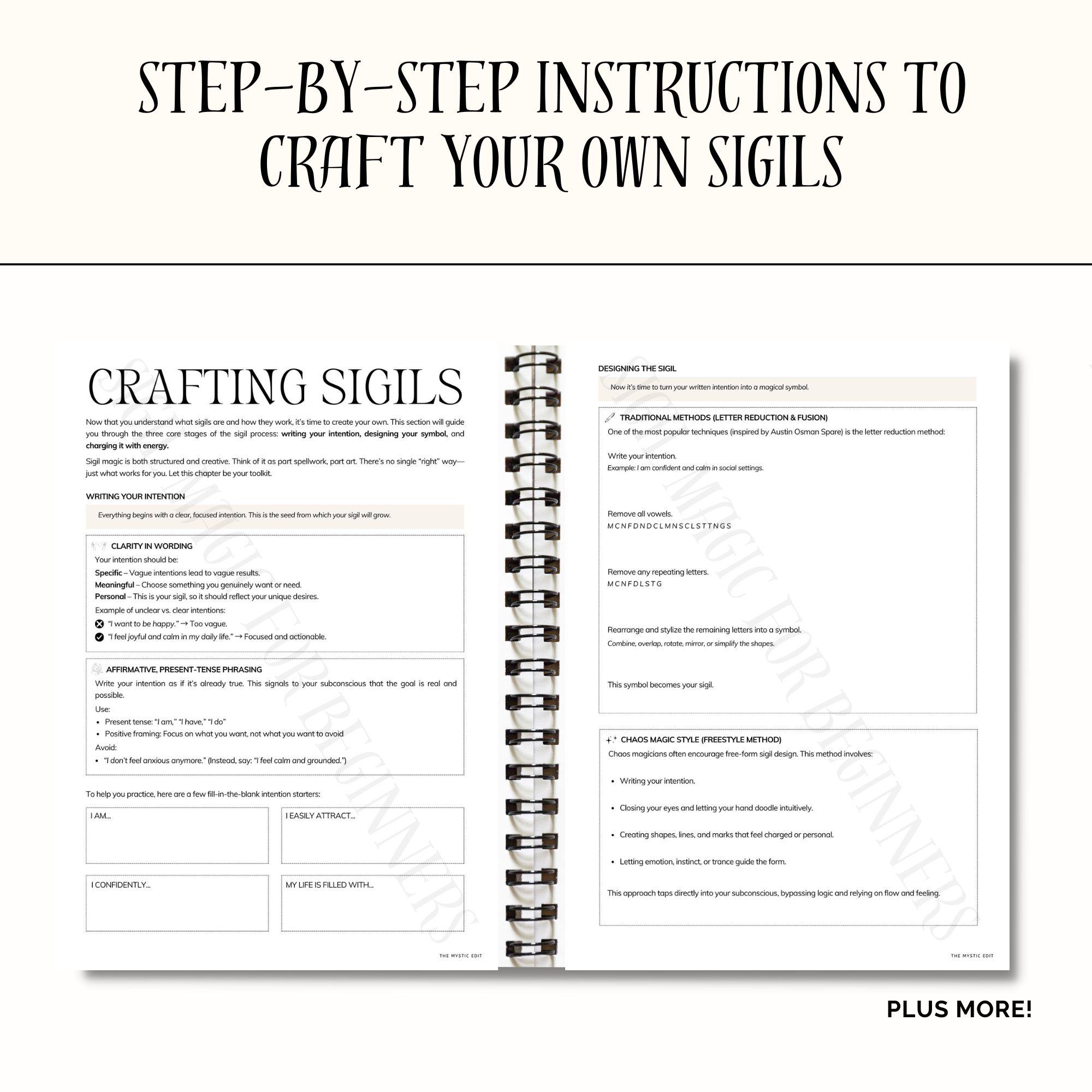Sigil Magic Guide & Worksheets, Grimoire Pages, Book of Shadows, Sigil ...