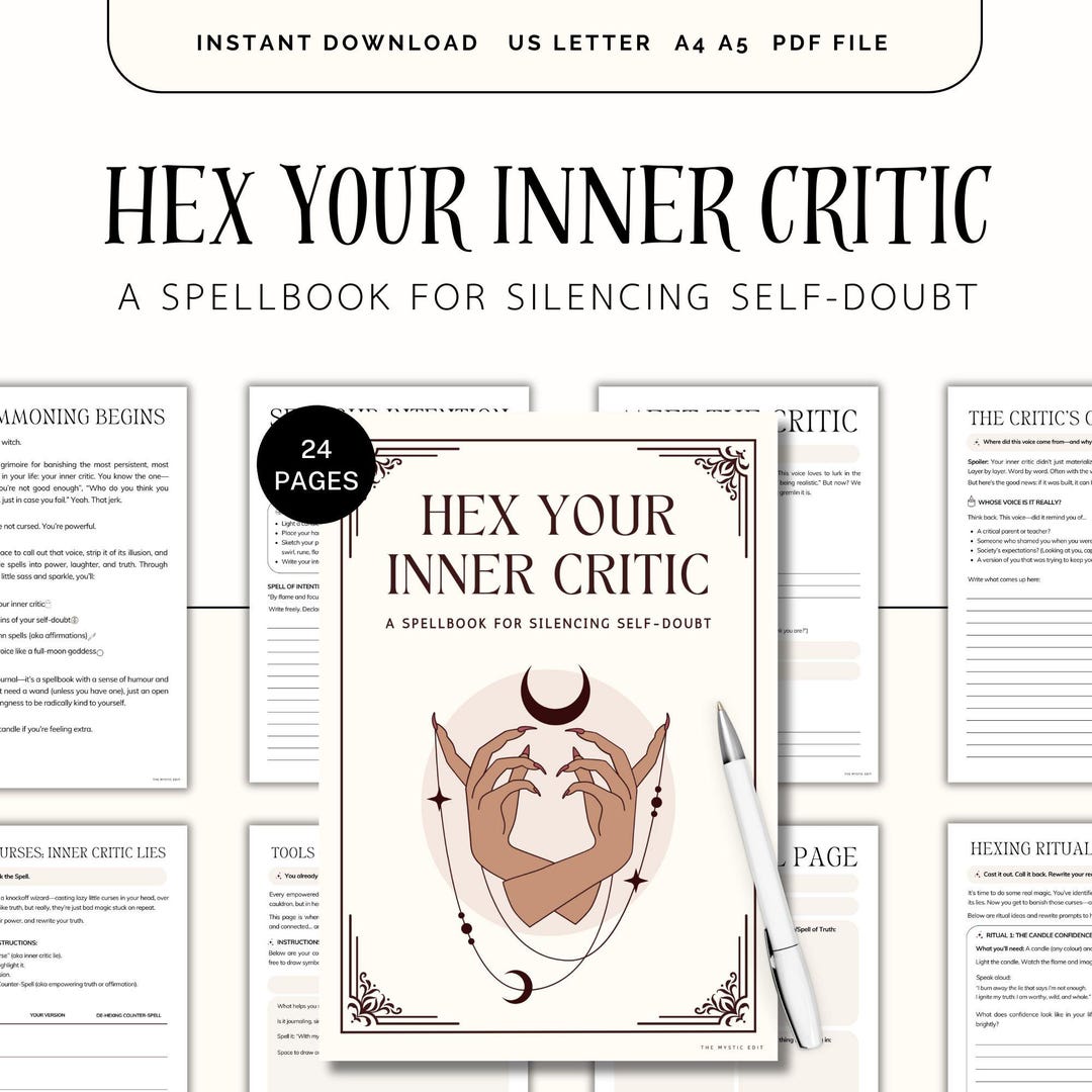 Inner Critic Workbook, Negative Self-talk, Witchy Journal, Spellbook ...