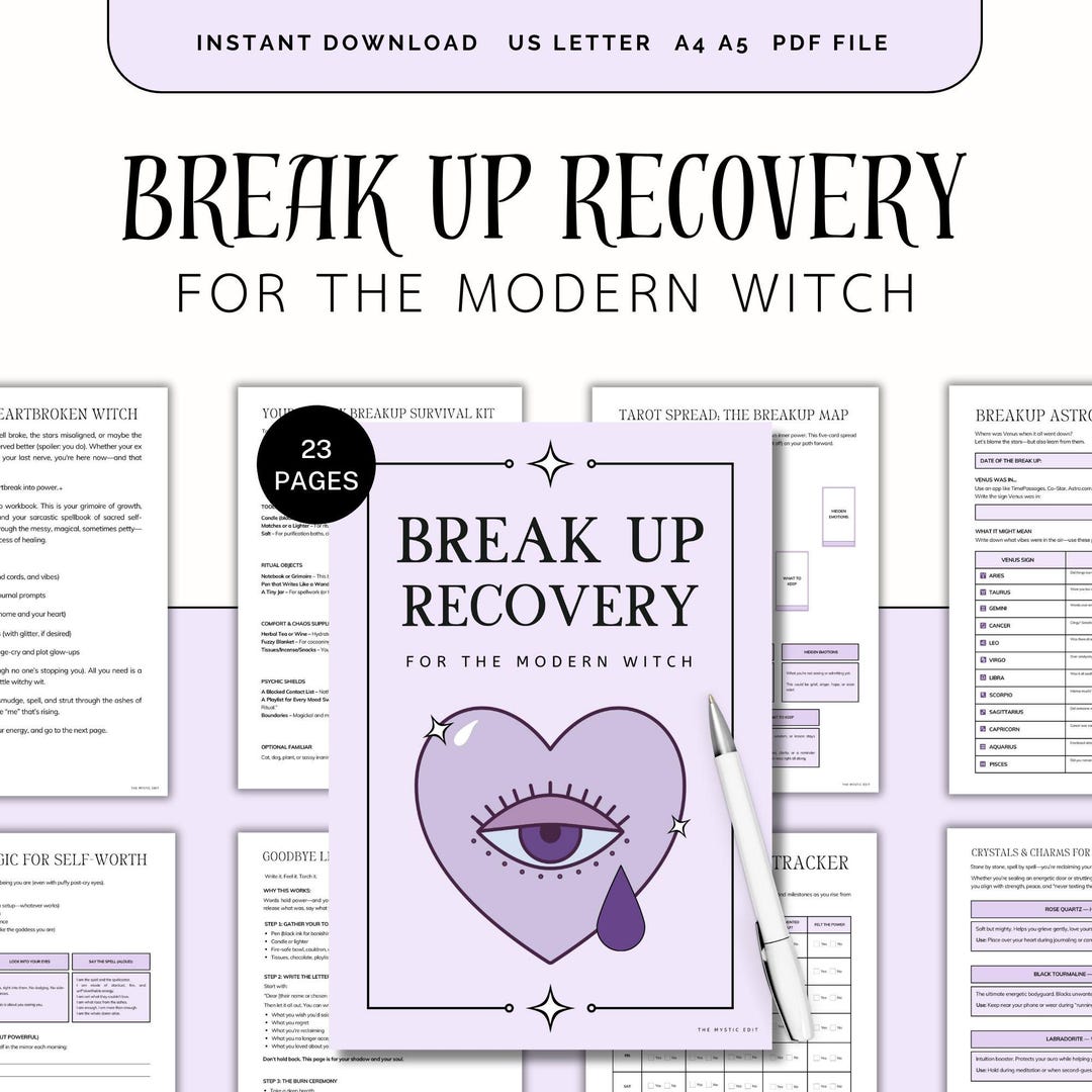 Breakup Processing Journal for Self Care, Healing Workbook, Break up ...