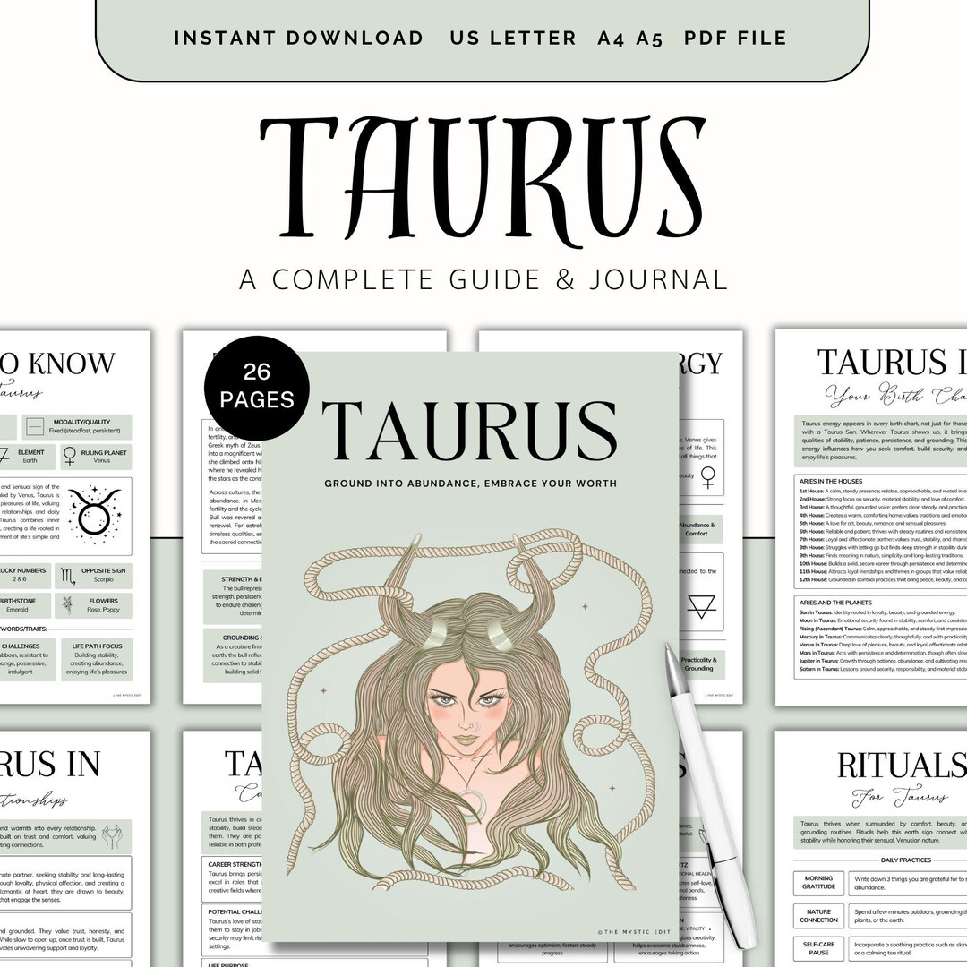 Taurus Zodiac Star Sign Journal, Taurus Self-discovery Guide, Zodiac ...