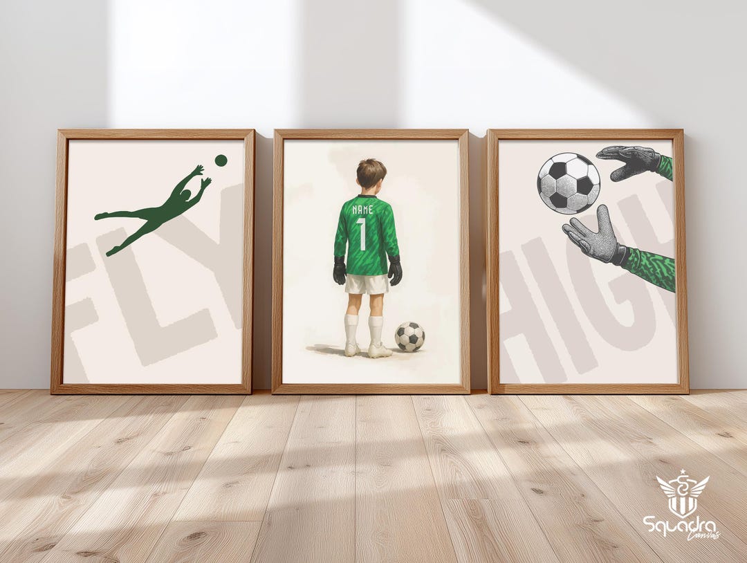 Personalized Goalkeeper Wall Art Set: Custom Name & Number (digital ...