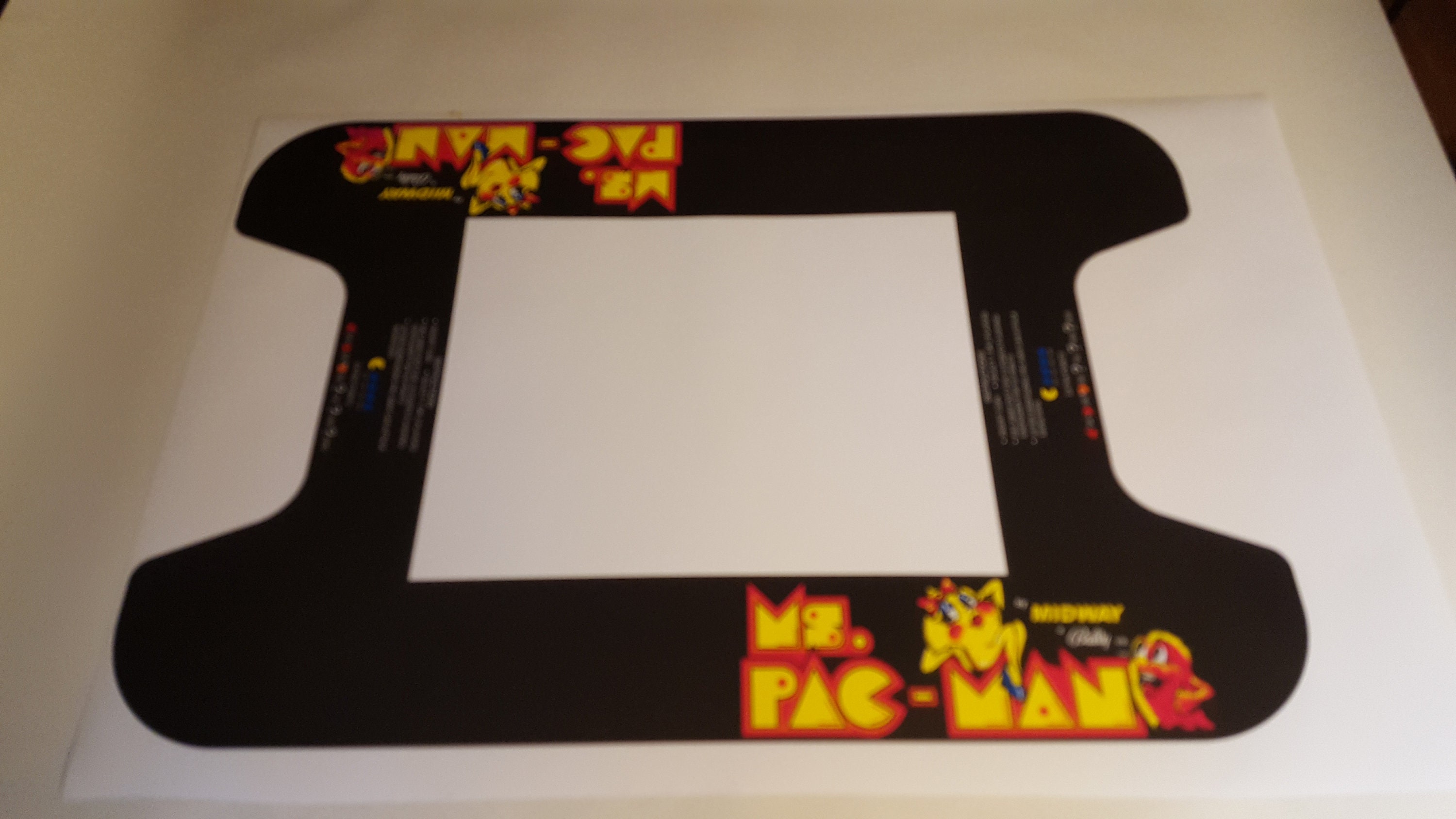 Bally, Midway, Classic Mrs. Pac-man Arcade, Cocktail, Glass, Vinyl ...