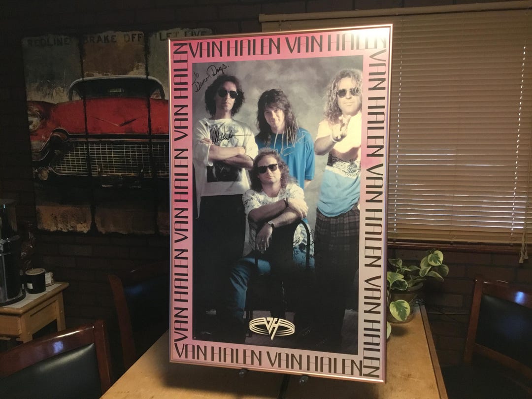 Vintage Van Halen Framed Poster, Signed by All Members, Circa 1991 ...