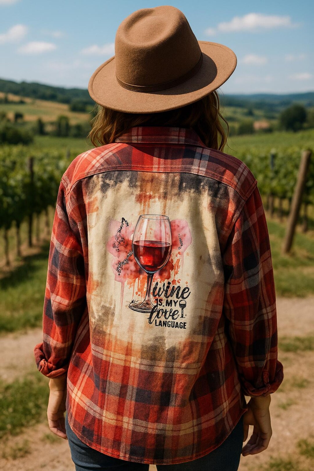 Distressed Flannel "wine is My Love Language" - Etsy