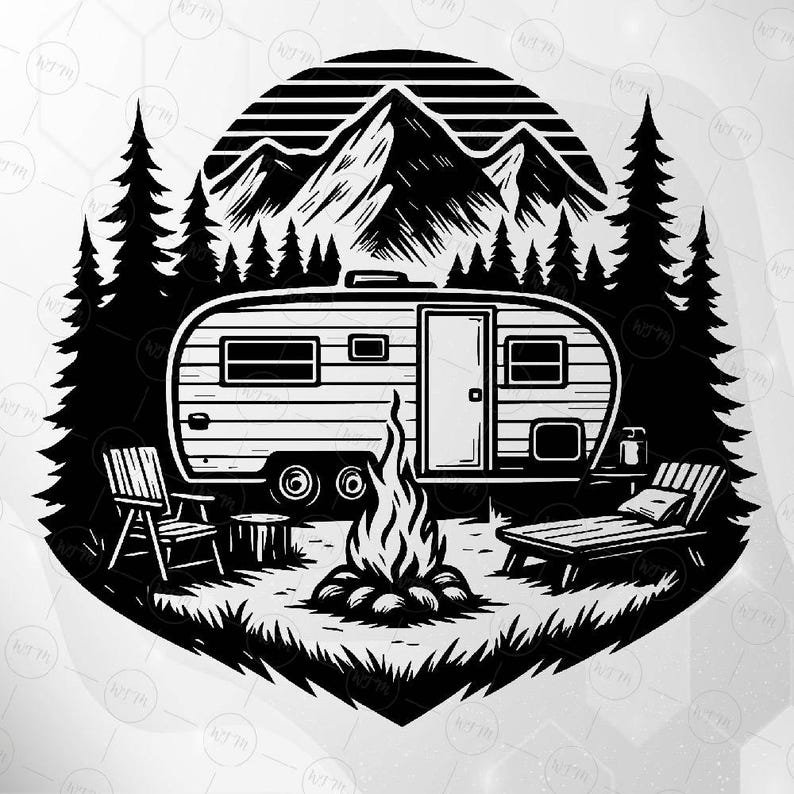 Retro Camper SVG, Vintage Camping Trailer SVG, Travel Outdoors Clipart ...