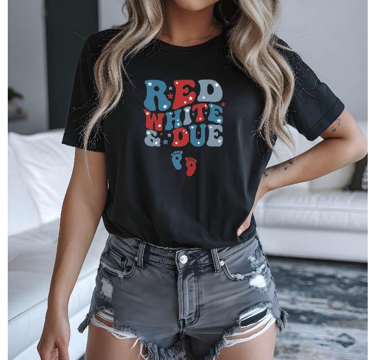 Red White and Due SVG, July Baby Announcement Svg, Patriotic Pregnancy ...