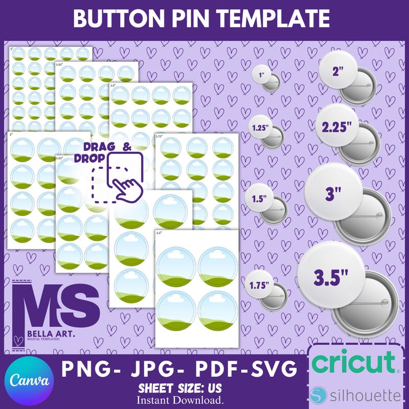 1.25" Button Templates - Etsy