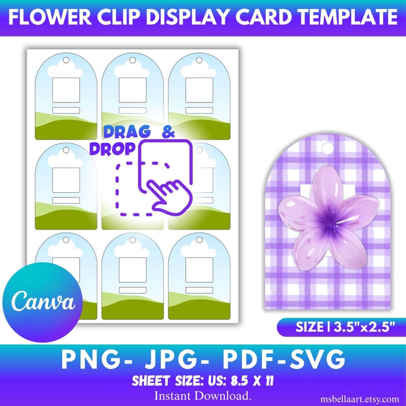 Flower Clip Template Favor - Etsy UK