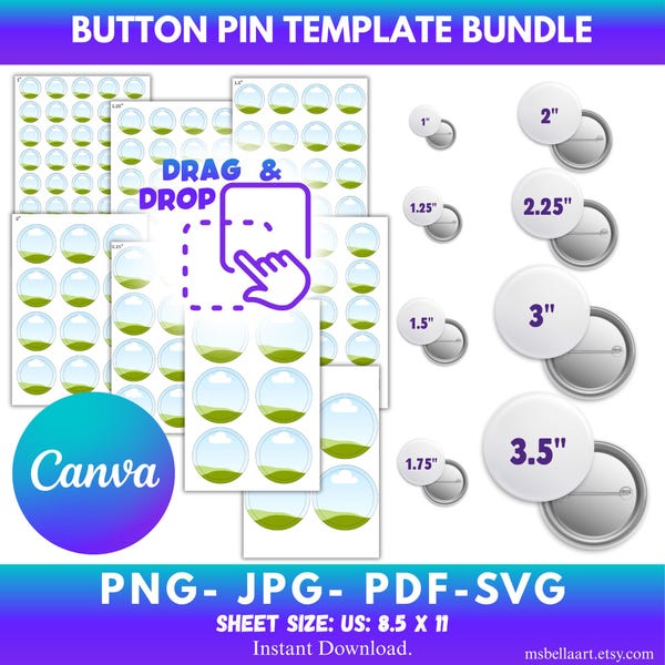 1.25" Button Templates - Etsy