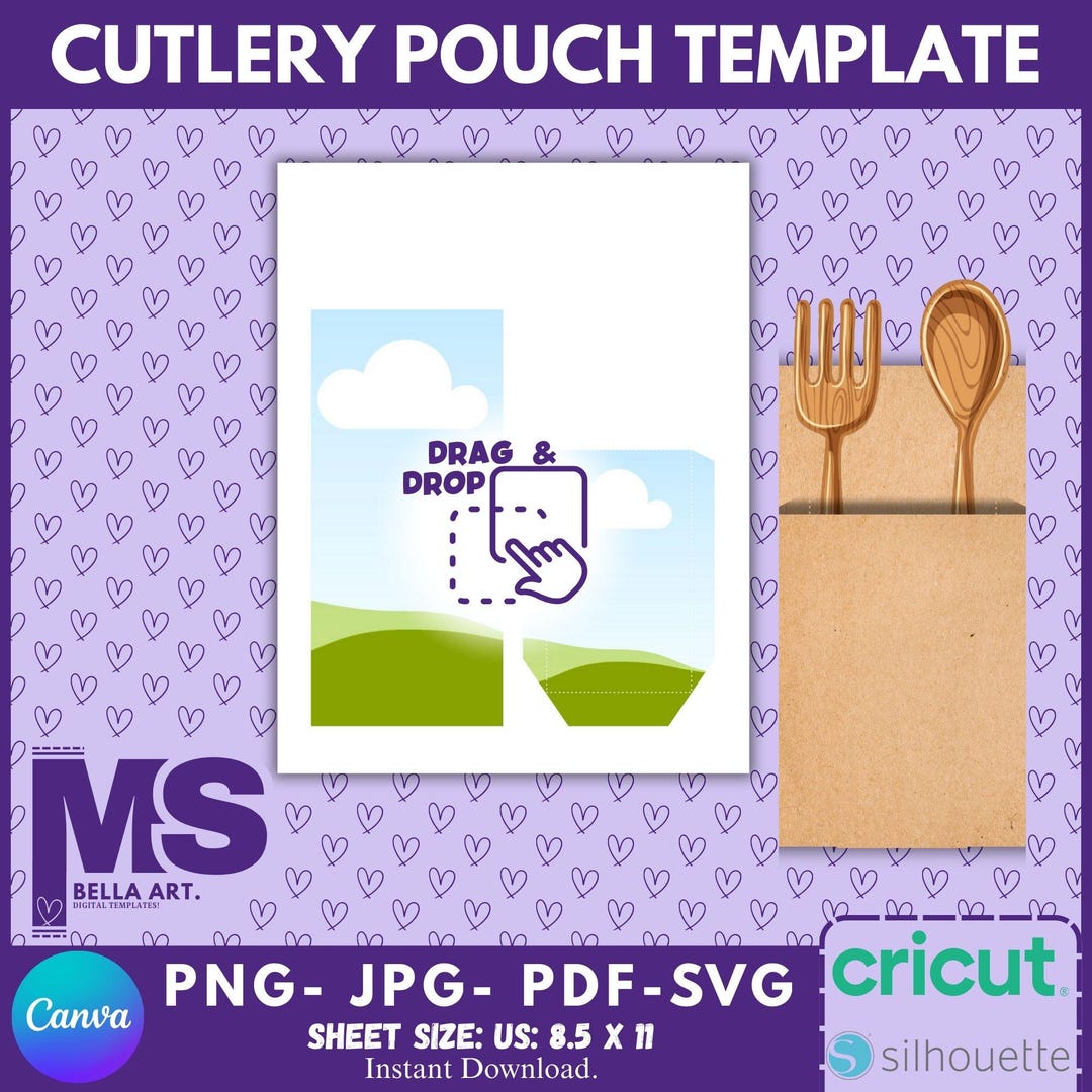 Cutlery Pouch Template, Cutlery Set Template, Cutlery Paper Holder ...
