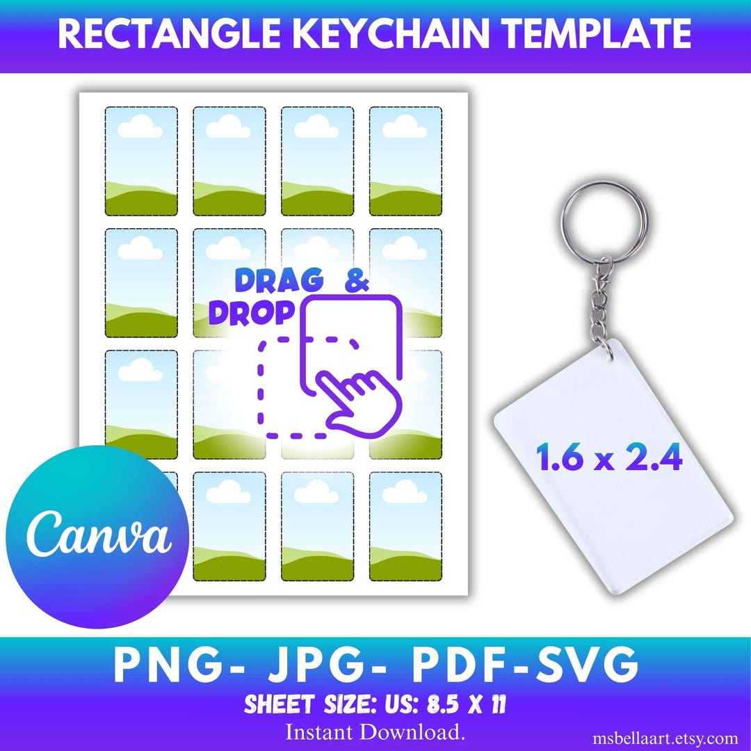Rectangle Keychain Template, Custom Keychain Frame, Acrylic Keychain ...