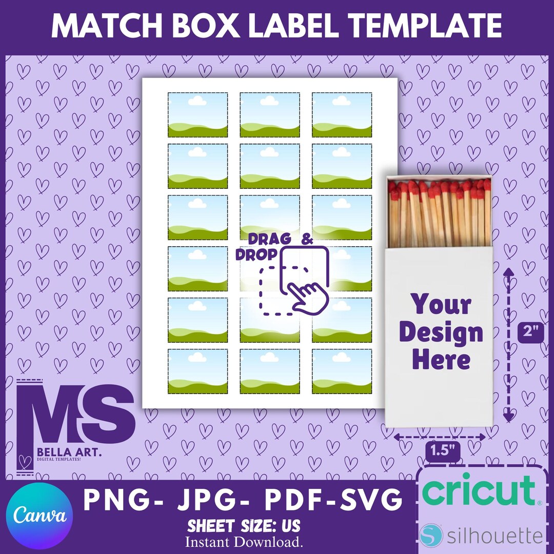 Matchbox Label Template, Match Book Svg, Matchbox Template, Match Box ...