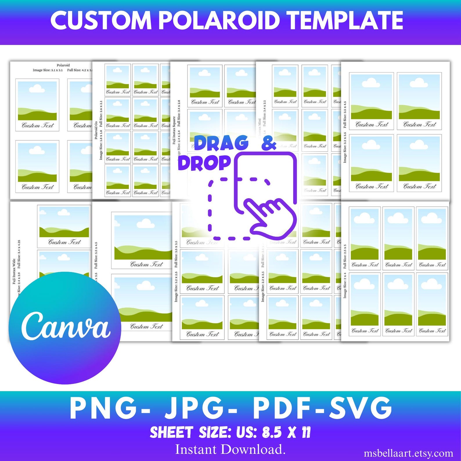 Canva Polaroid Frame Template for Memorable Guest Book Creation, Drag ...