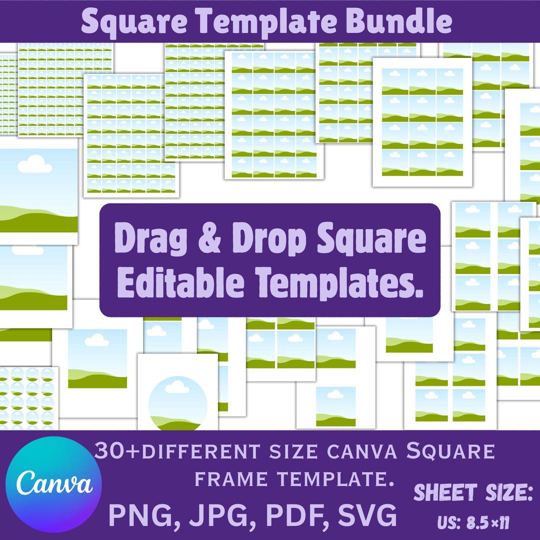 Square Template Bundle, Editable Canva Square Template, Multipurpose ...