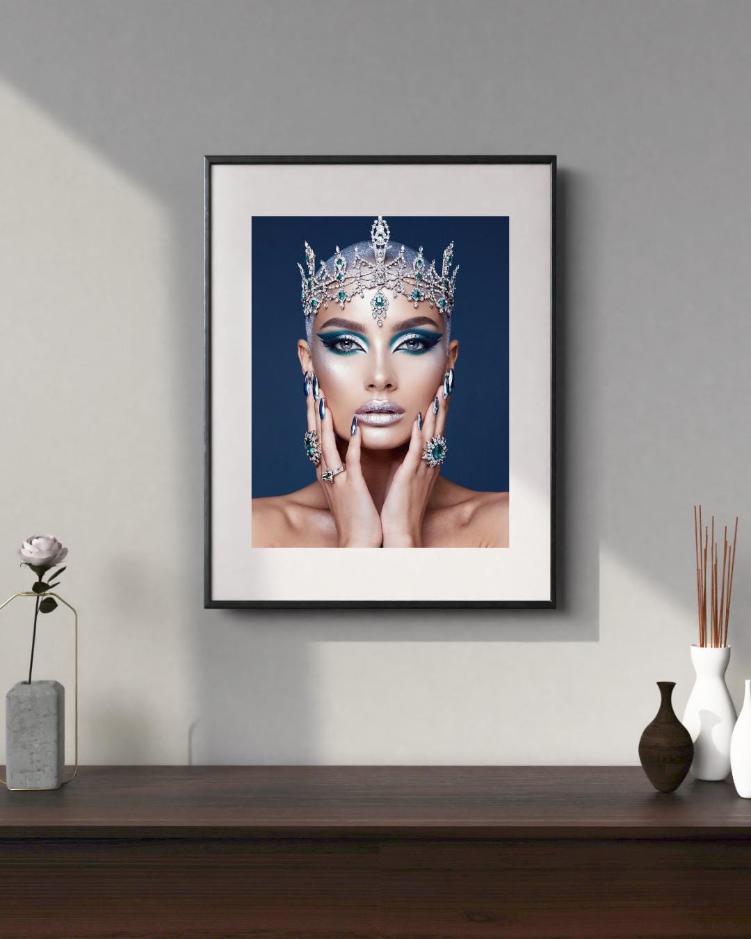 Ice Queen Glam Digital Artwork | High-resolution Fantasy Portrait as ...