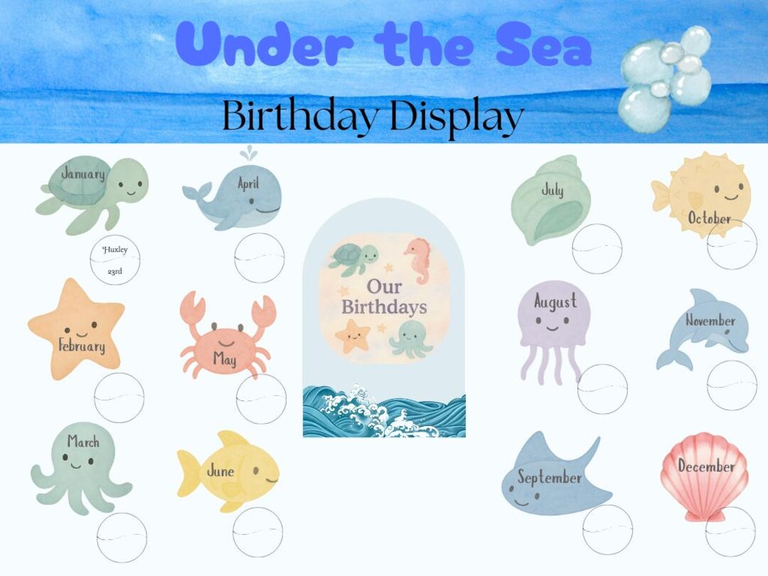 Digital Editable Pastel Under the Sea Classroom Birthday Display - Etsy ...
