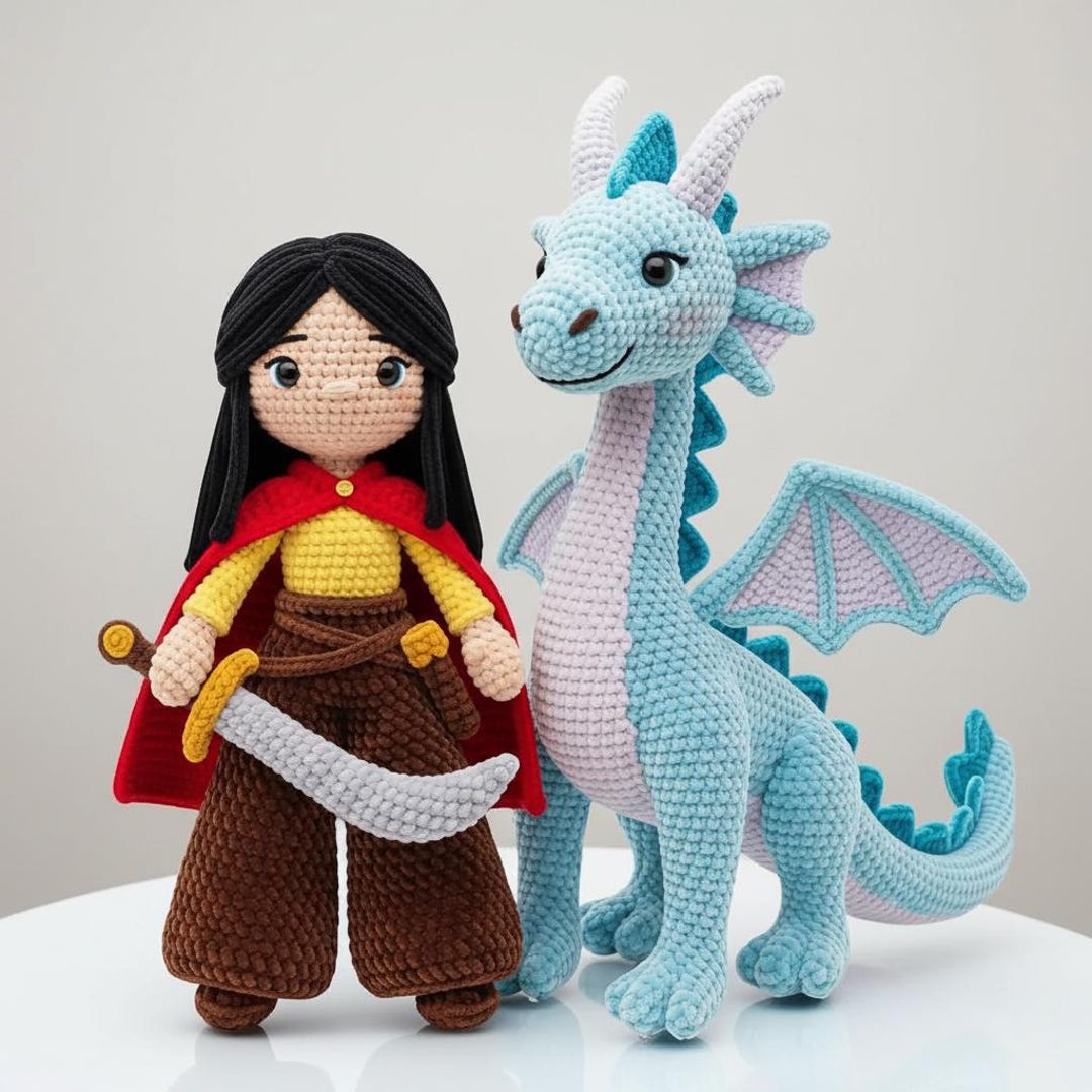 Crochet Raya and the Last Dragon Plush Set, Handmade Amigurumi Figures ...