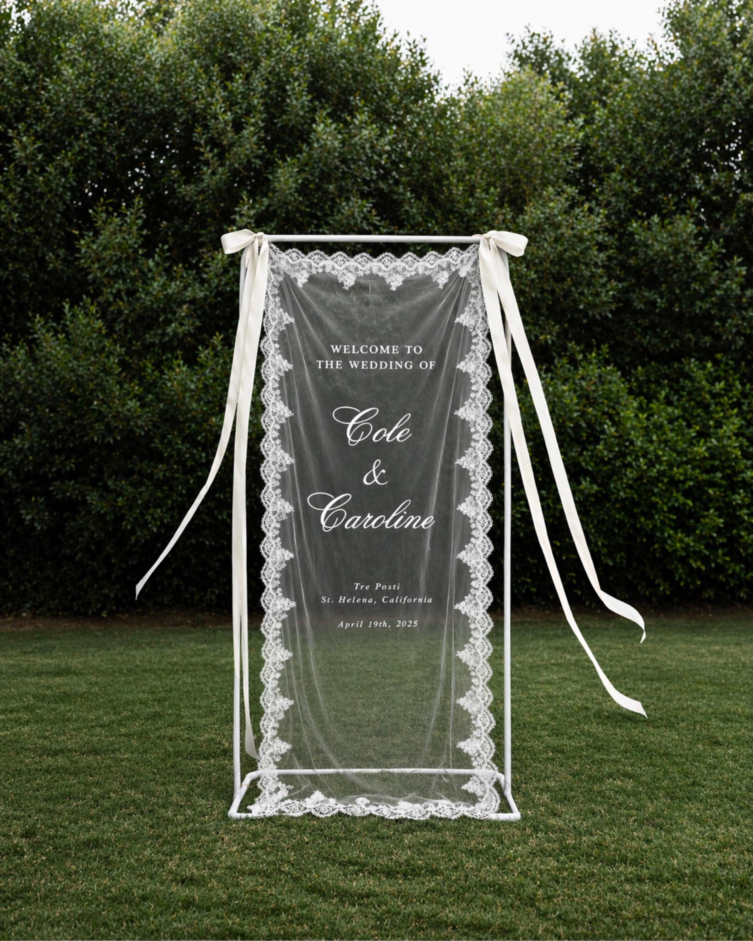 Personalized Lace Wedding Welcome Sign, Boho Ceremony Decor, Romantic ...