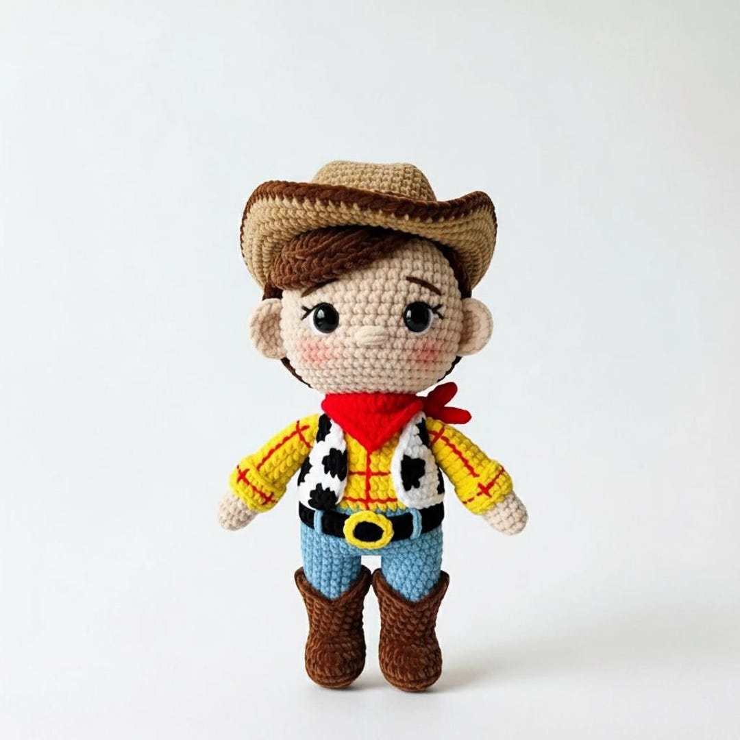 Rustic Crochet Cowboy Doll, Velvet Amigurumi Plush Toy, Perfect Western ...