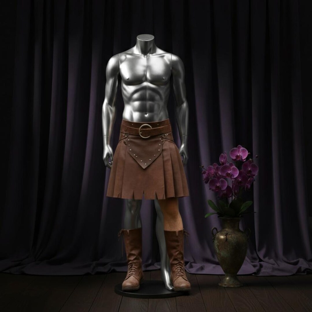 Handmade Brown Leather Kilt | Scottish Cosplay, Gothic Punk Outfit - Etsy