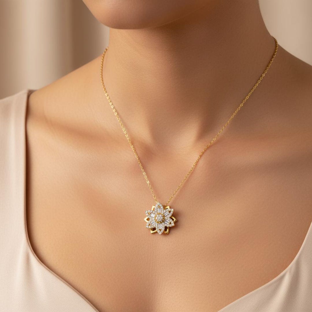 Lotus Spinner Necklace, Fidget Pendant for Anxiety Relief, Gift for Mom ...