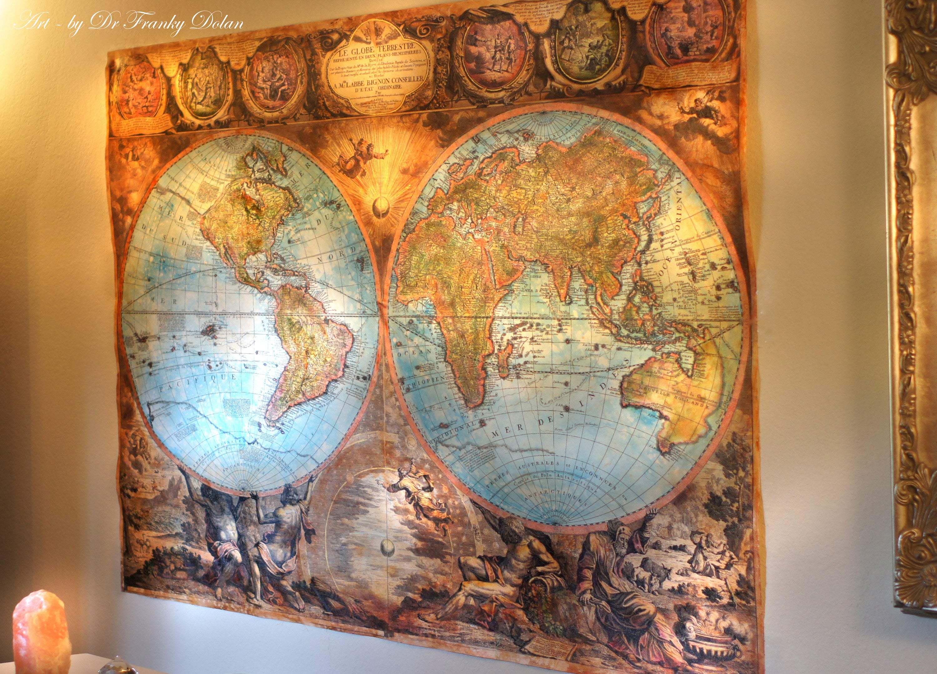 Hand Painted Old World Map Canvas antique Map Original Painting Fine ...
