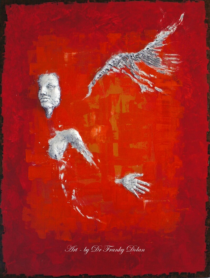 Red Angel CUSTOM Wall Sculpture Visionary Fine Art by Fae - Etsy