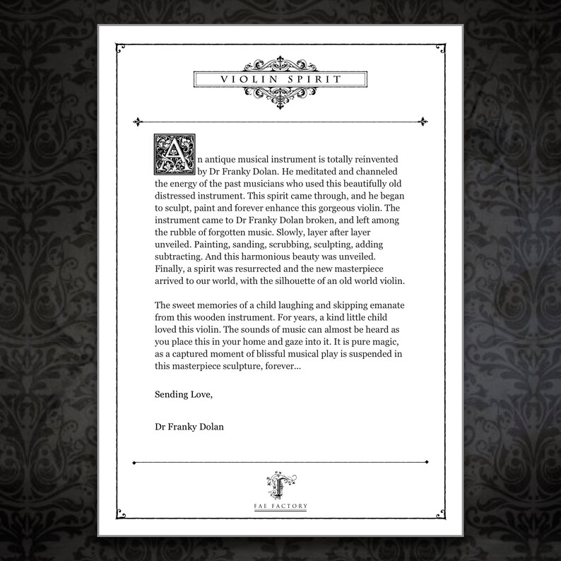 Violin Spirit. Original Sculpture by Fae Factory Artist Dr Franky Dolan ...