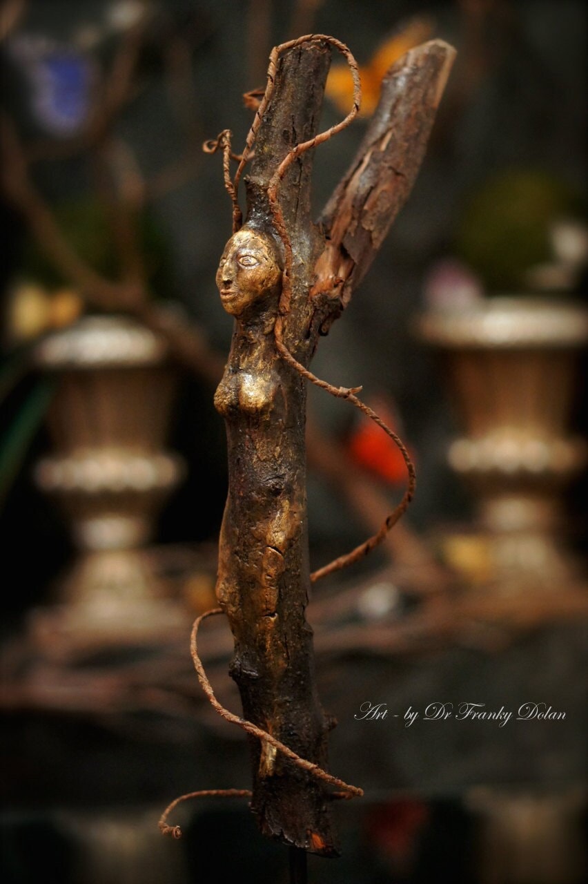 Tree Nymph Sculpture. Primitive Art Doll in Clay and Tree - Etsy
