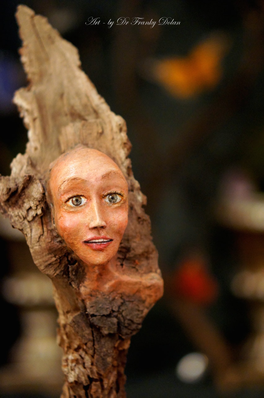 Tree Nymph Sculpture. Clay and Wood Carving by Fae Factory - Etsy