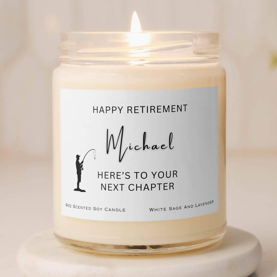 Personalized Retirement Gift Candle, Custom Angler Candle, Retired ...