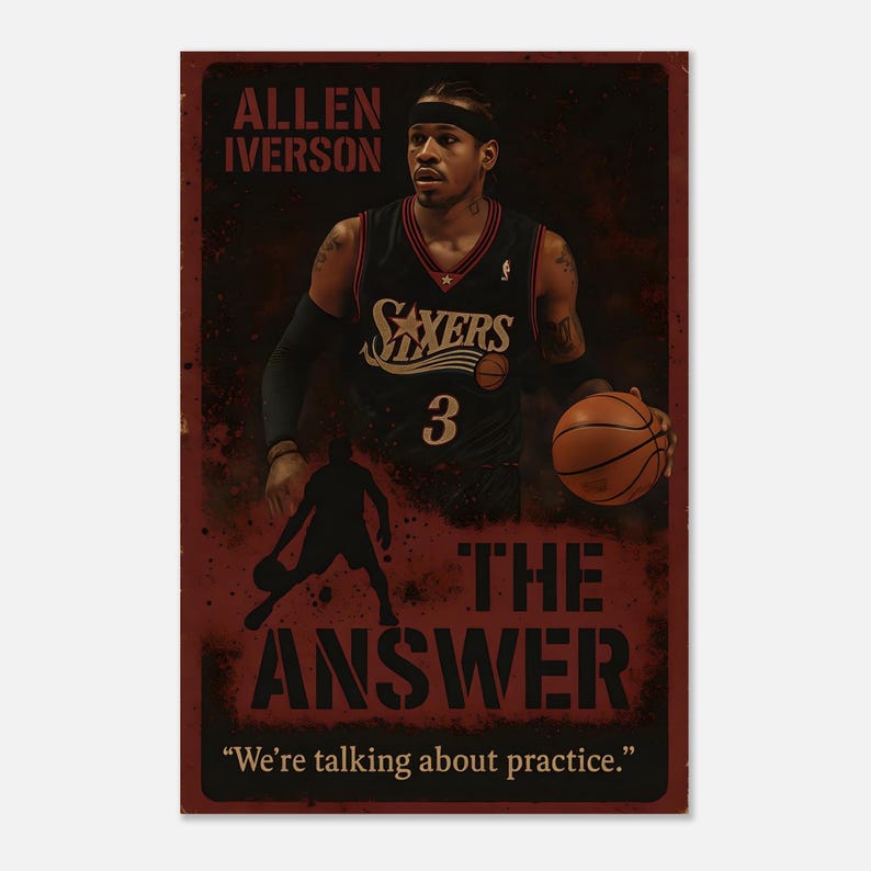Allen Iverson “the Answer” Poster – Sixers Retro Basketball Art Print ...