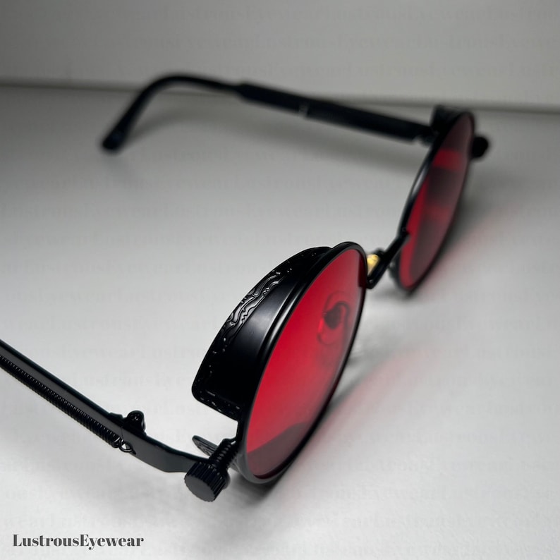 Steampunk Red Lens Sunglasses: Retro 90s Goggles - Etsy