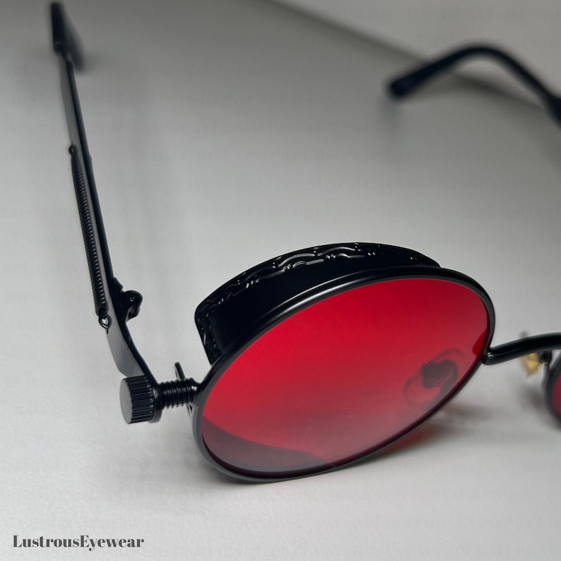 Steampunk Red Lens Sunglasses: Retro 90s Goggles - Etsy