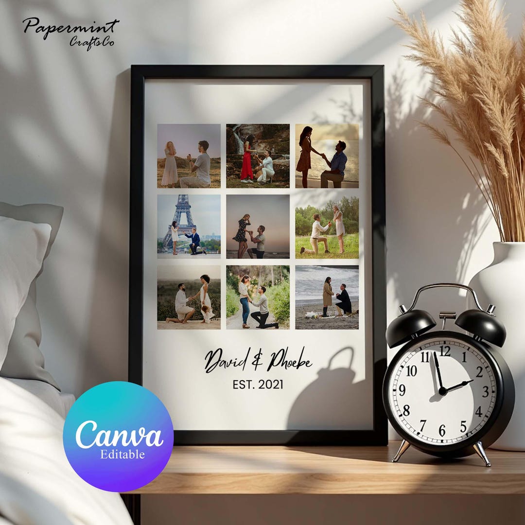 Proposal Photo Collage Template | Engagement Gift for Couples | Custom ...