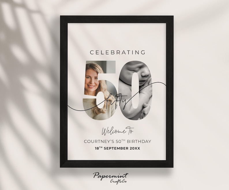 Editable 50th Birthday Poster Template - Customizable Canva Design for ...