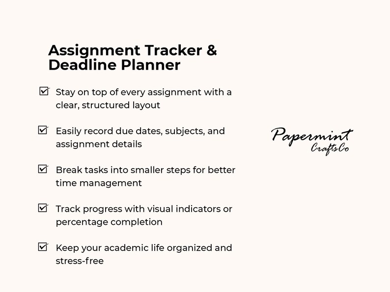 Assignment Tracker Printable | Manage Deadlines & Organize Tasks ...