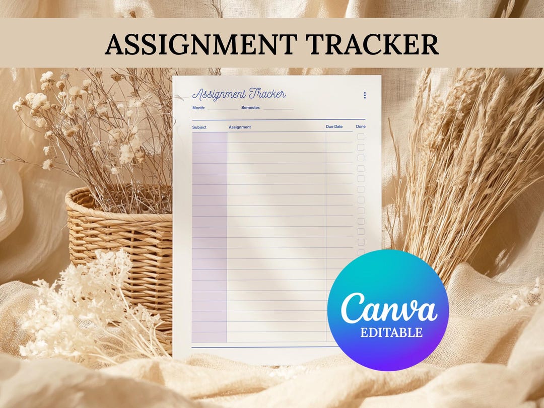 Assignment Tracker Printable | Manage Deadlines & Organize Tasks ...