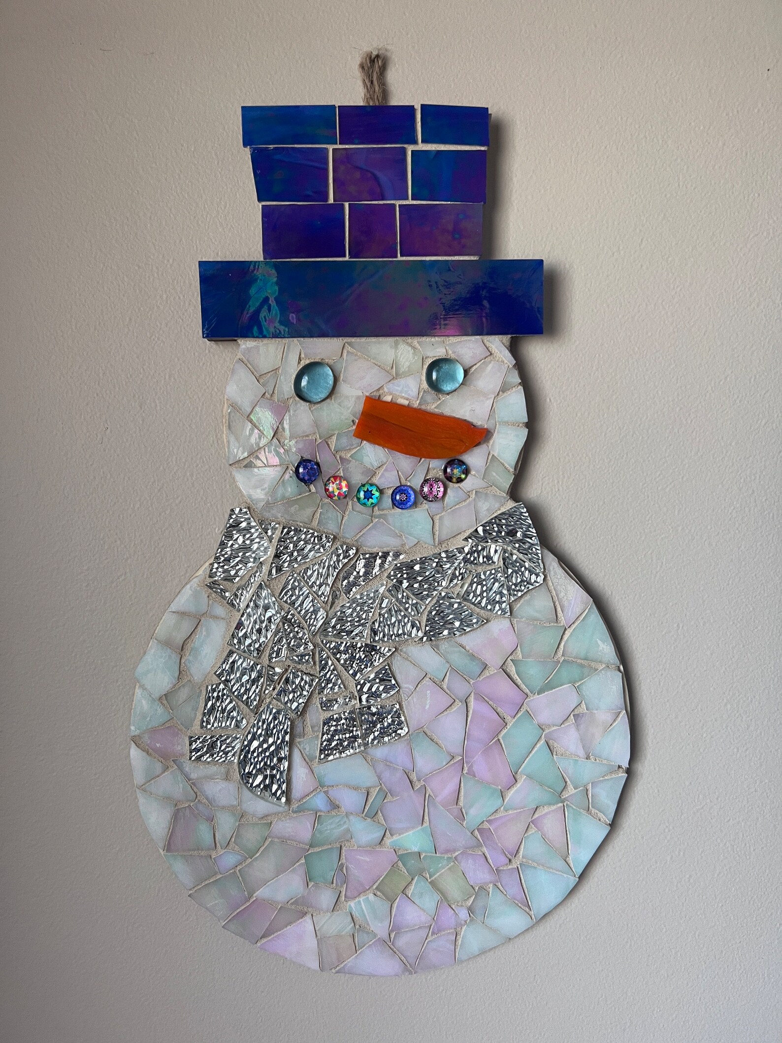 Snowman Glass Mosaic Wall Hanging - Etsy