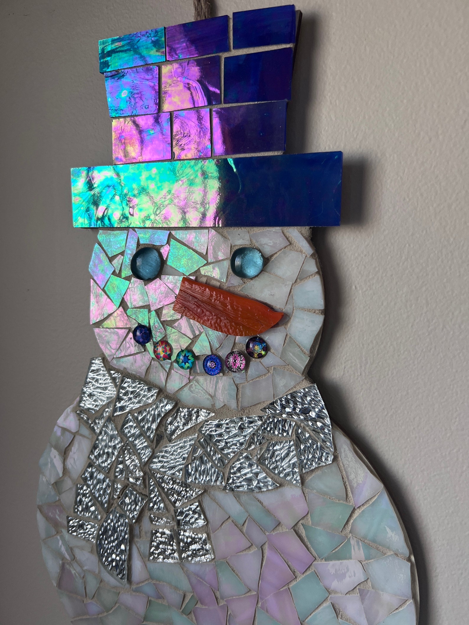 Snowman Glass Mosaic Wall Hanging - Etsy