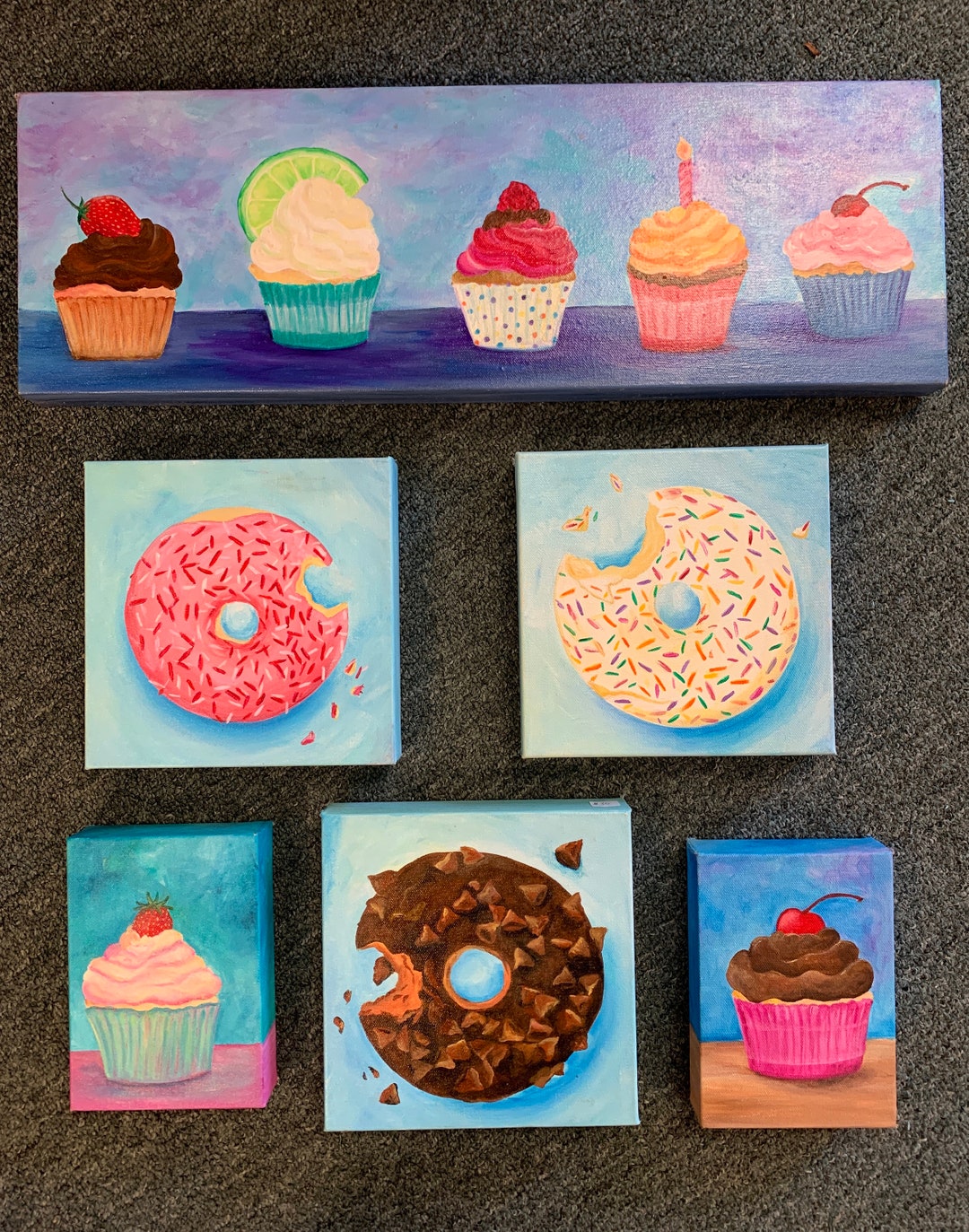 Original Donut Painting: Colorful Food Art by Jen Livia (6x6) - Etsy