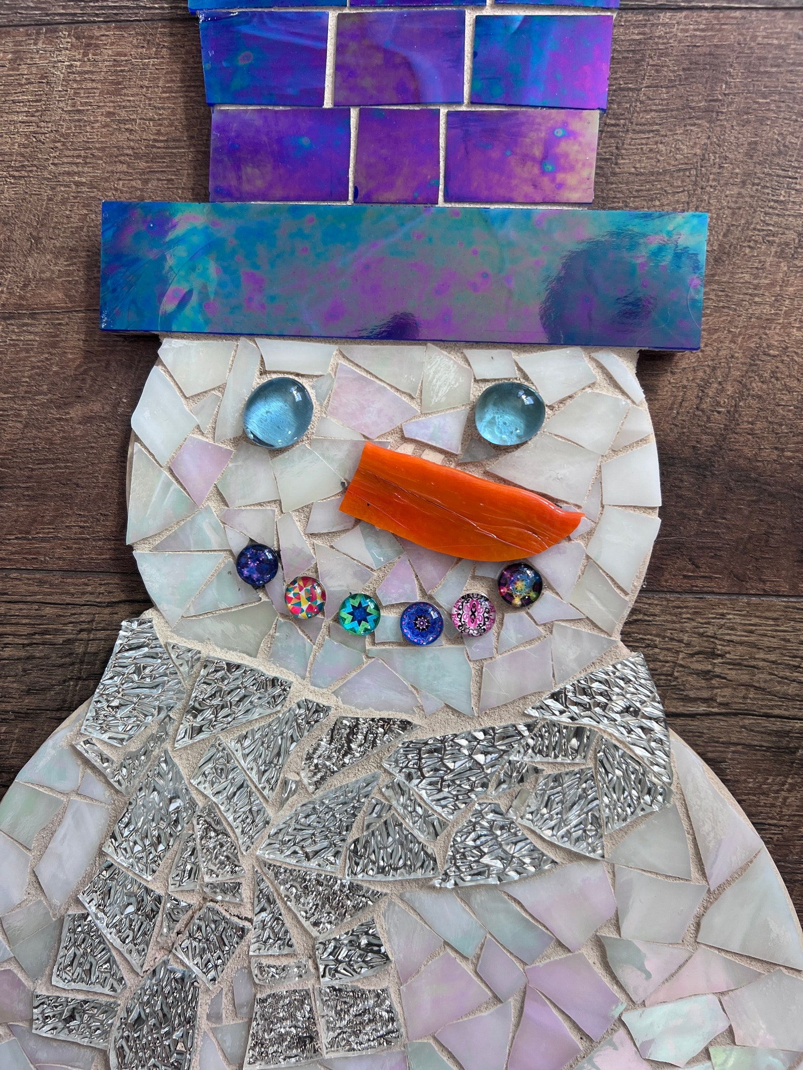 Snowman Glass Mosaic Wall Hanging - Etsy