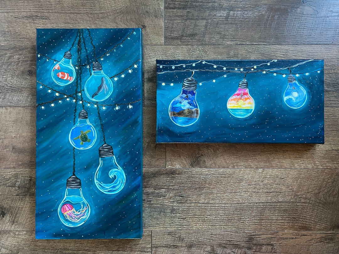 Light Bulb Space Acrylic Paintings - Etsy